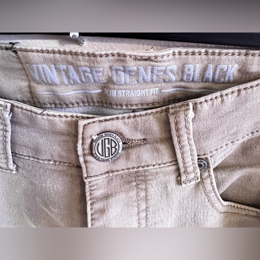 Vintage Genes Black Slim Straight Fit Kaki Jeans Size Gem
